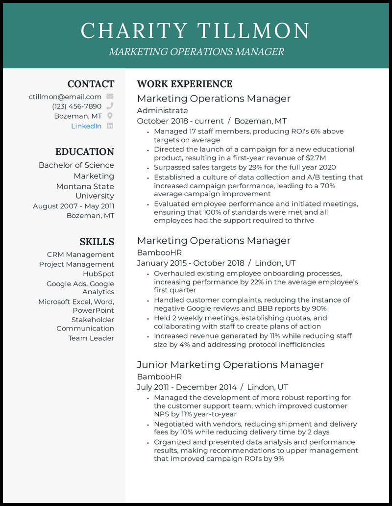Top Best Operations Manager Resume Template PDF WPS PDF Blog